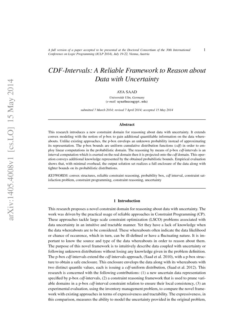 CDF-Intervals: A Reliable Framework to Reason about Data with ...
