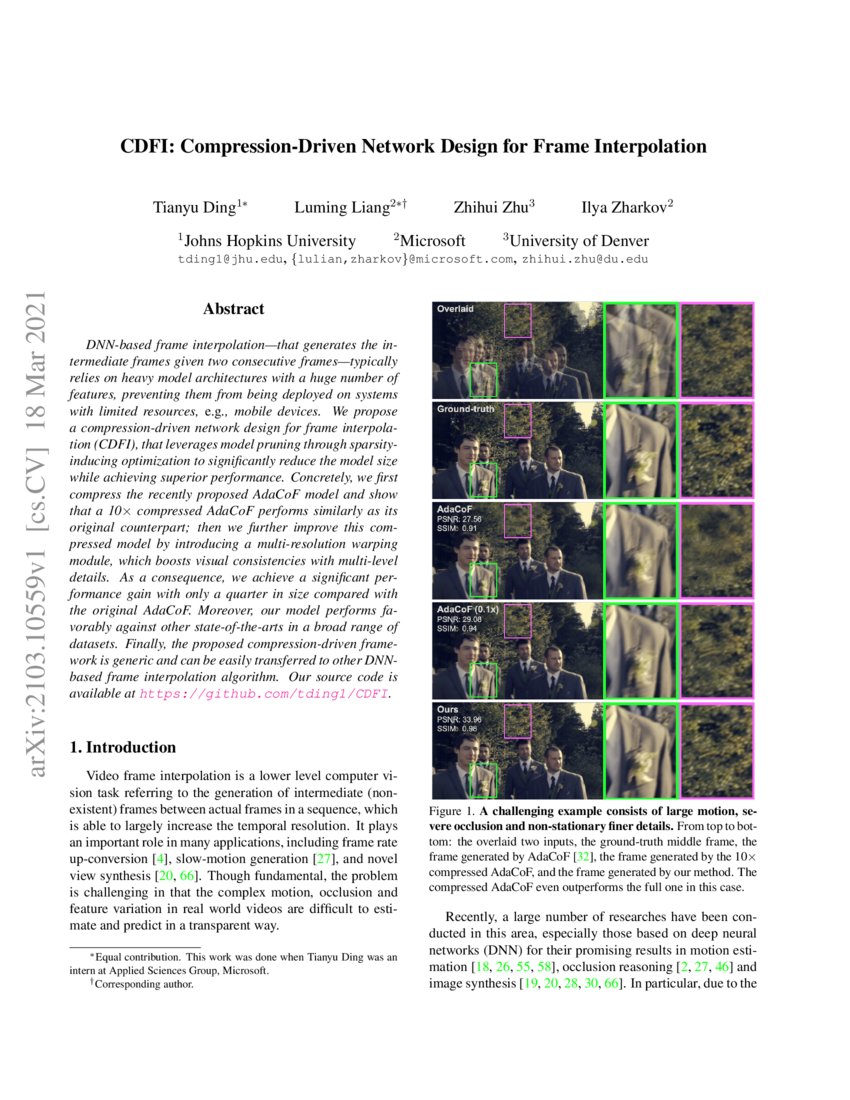 CDFI: Compression-Driven Network Design for Frame Interpolation | DeepAI