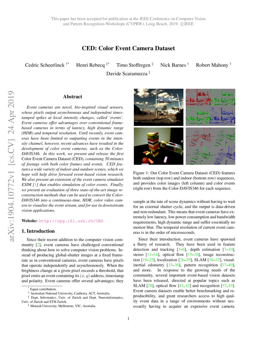 CED: Color Event Camera Dataset | DeepAI