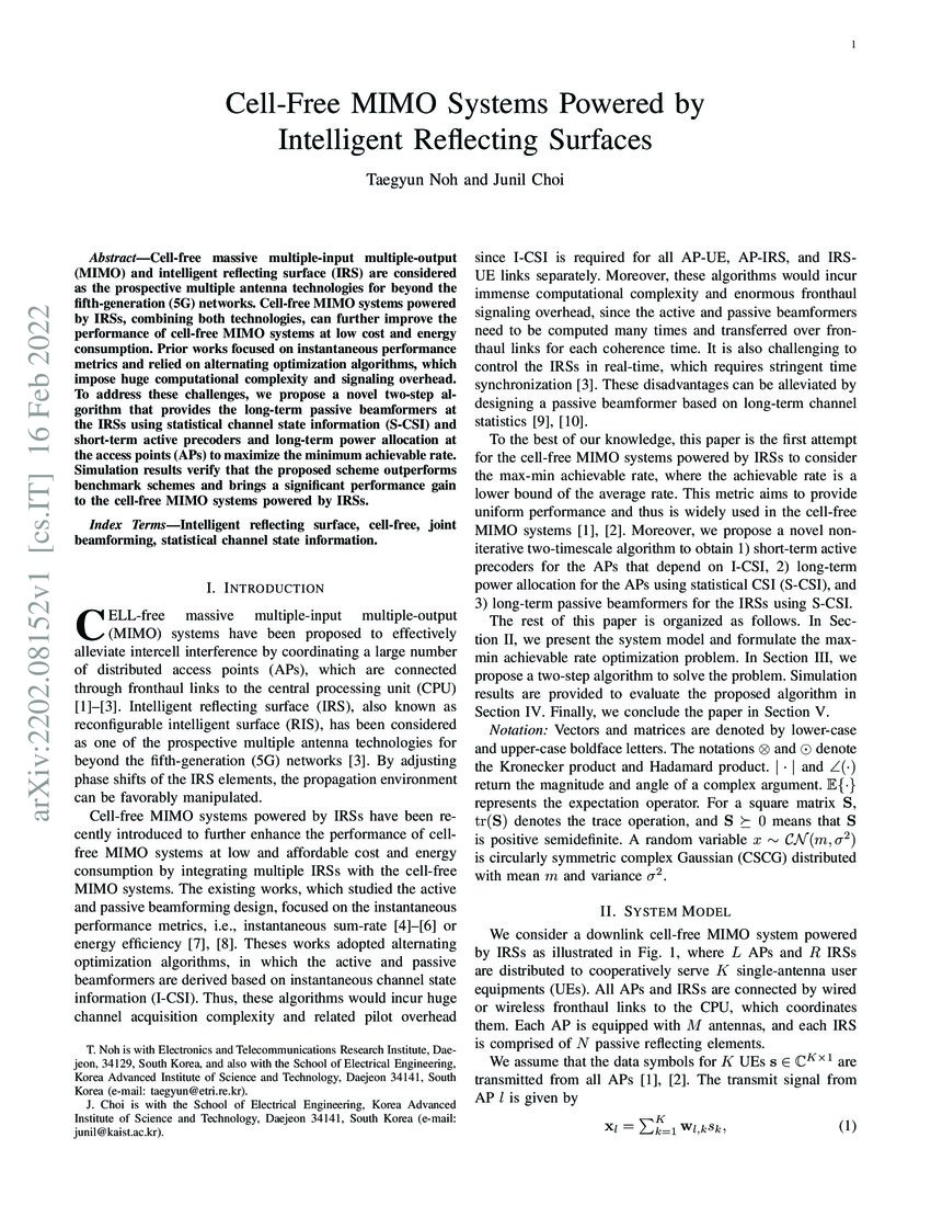 Cell-Free MIMO Systems Powered by Intelligent Reflecting Surfaces | DeepAI