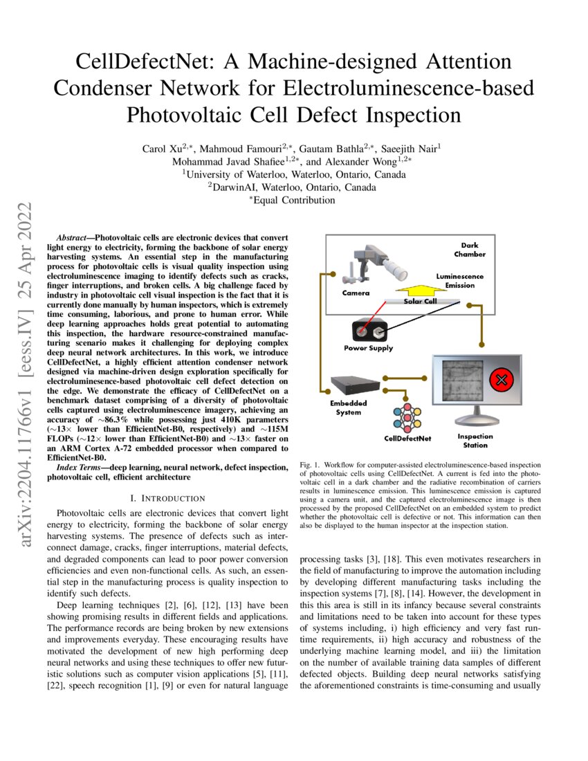 Celldefectnet A Machine Designed Attention Condenser Network For Electroluminescence Based
