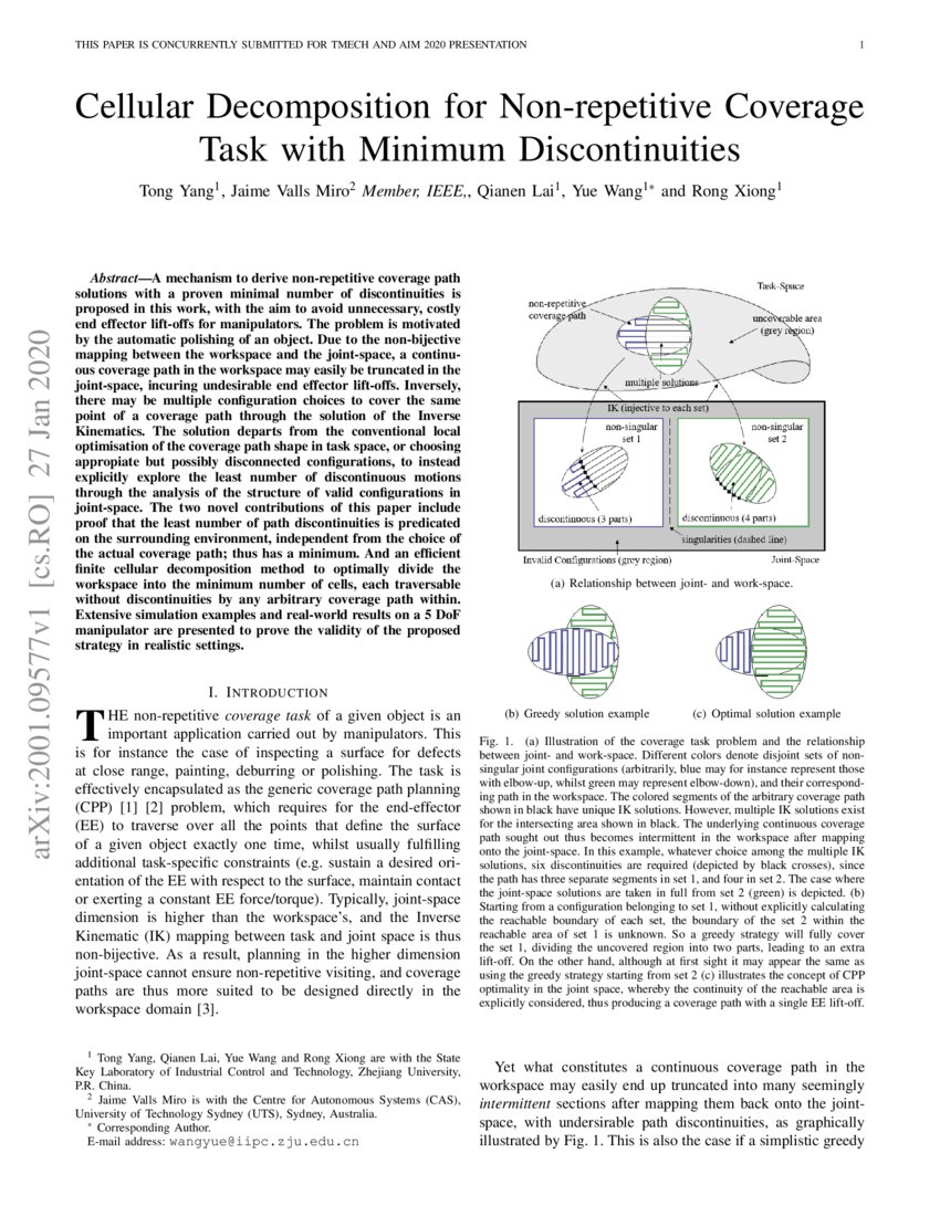 Cellular Decomposition for Non-repetitive Coverage Task with Minimum ...