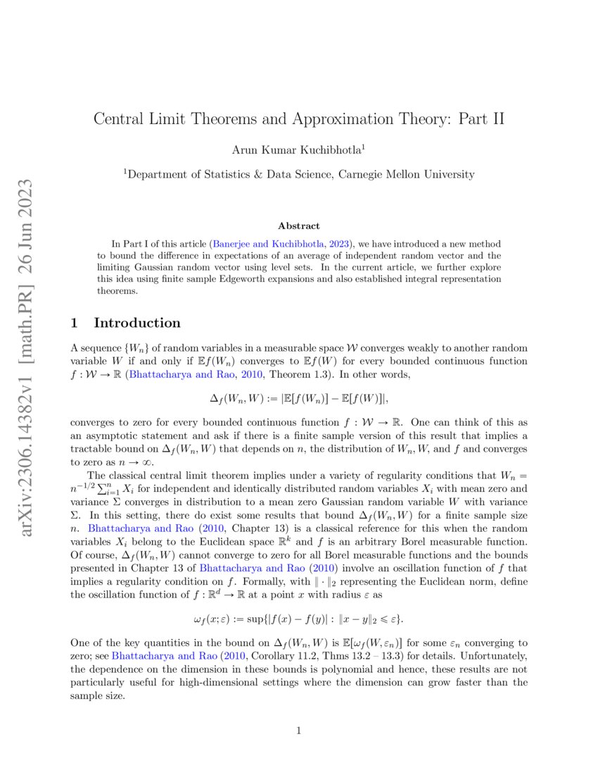 Central Limit Theorems And Approximation Theory Part Ii Deepai