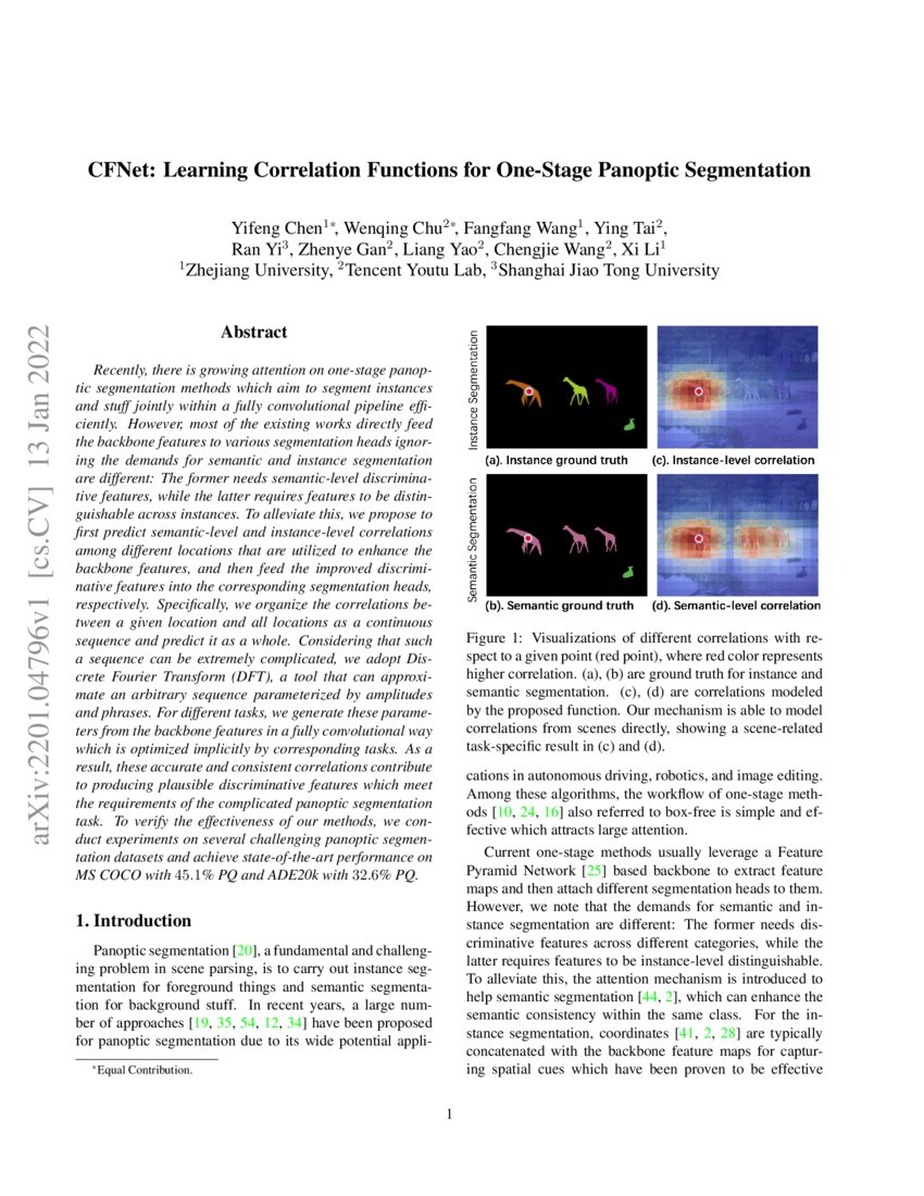 CFNet: Learning Correlation Functions for One-Stage Panoptic Segmentation | DeepAI