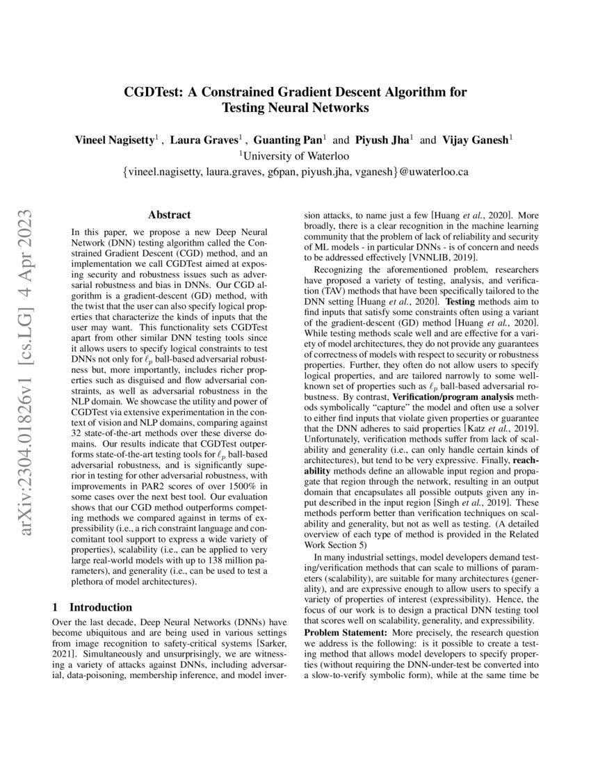 Cgdtest A Constrained Gradient Descent Algorithm For Testing Neural Networks Deepai