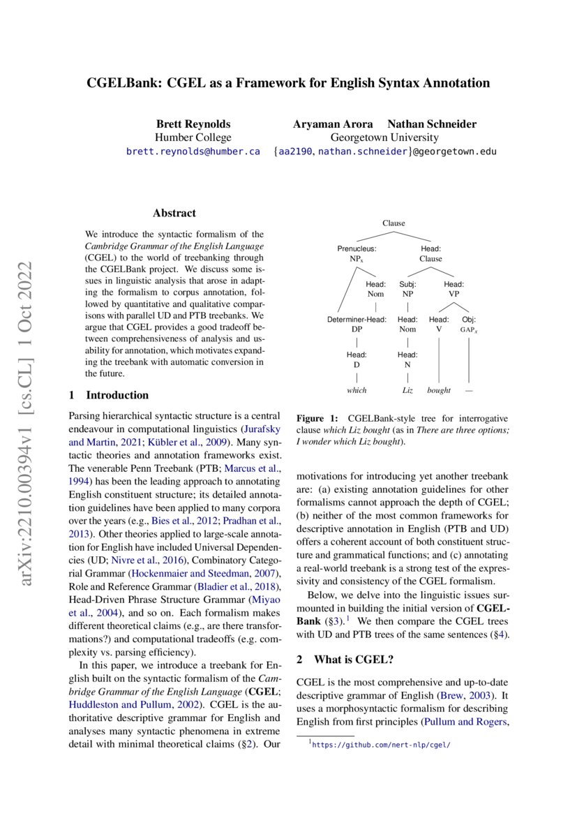 CGELBank: CGEL as a Framework for English Syntax Annotation | DeepAI