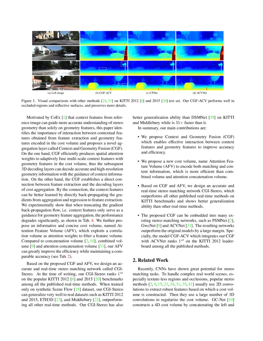 Cgi Stereo Accurate And Real Time Stereo Matching Via Context And Geometry Interaction Deepai