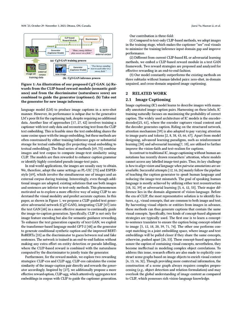 CgT-GAN: CLIP-guided Text GAN for Image Captioning | DeepAI