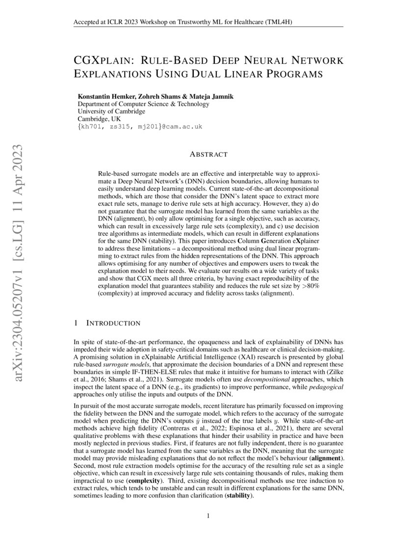 CGXplain: Rule-Based Deep Neural Network Explanations Using Dual Linear ... CGXplain: Rule-Based Deep Neural Network Explanations Using Dual Linear ...