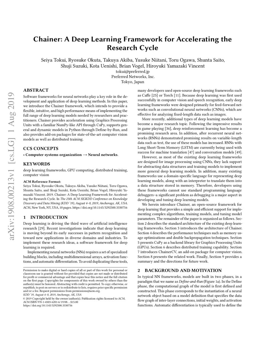 Chainer: A Deep Learning Framework for Accelerating the Research Cycle | DeepAI