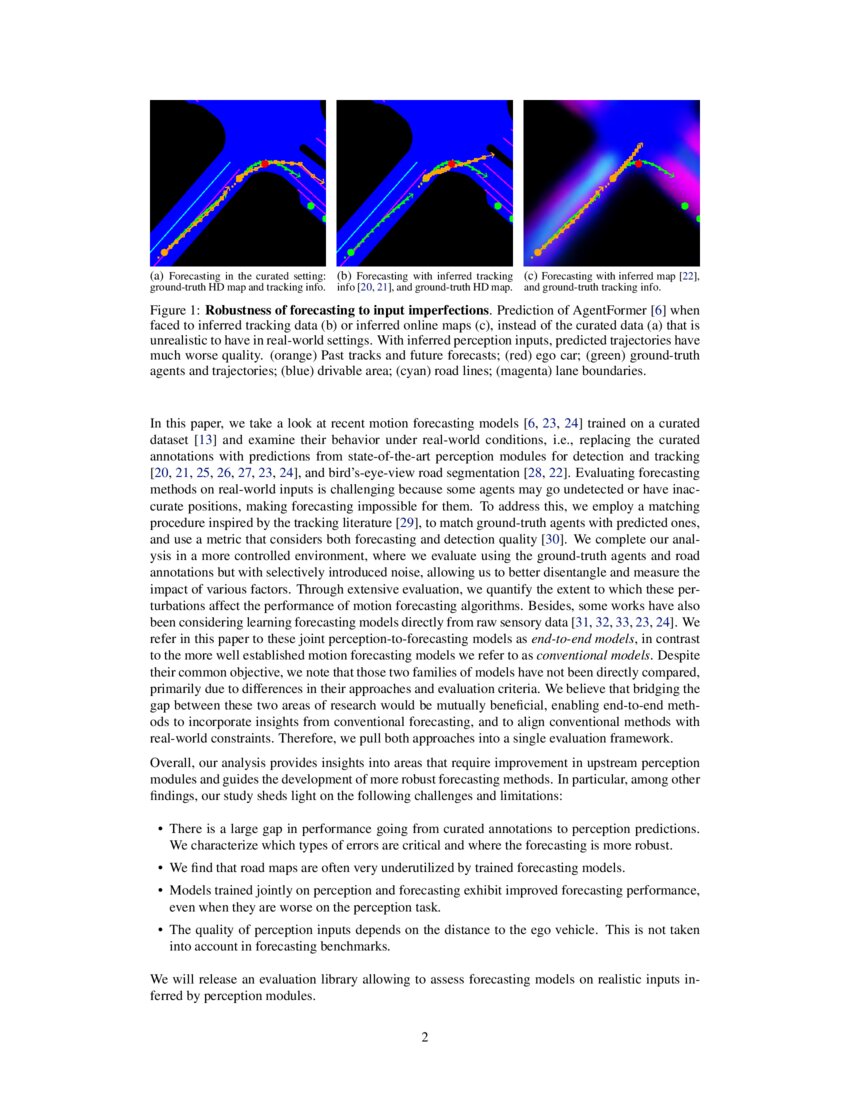 Challenges Of Using Real World Sensory Inputs For Motion Forecasting In