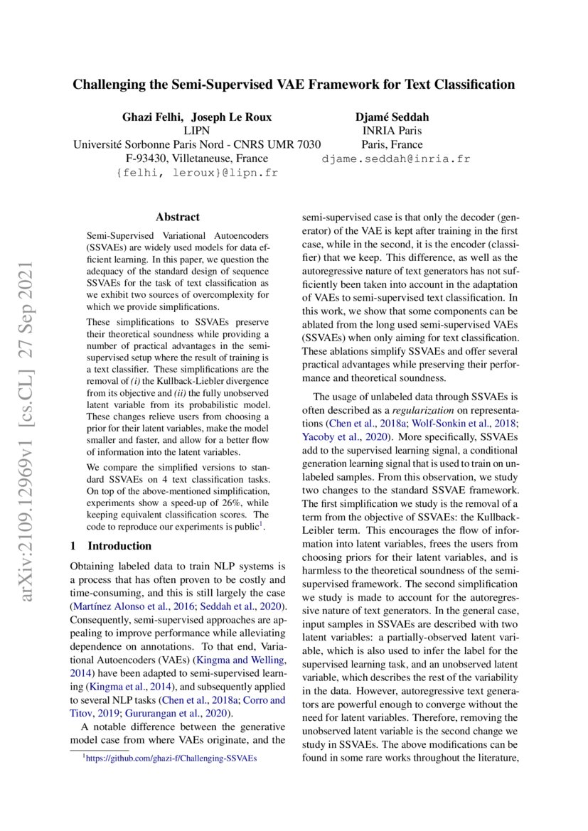 Challenging the Semi-Supervised VAE Framework for Text Classification | DeepAI