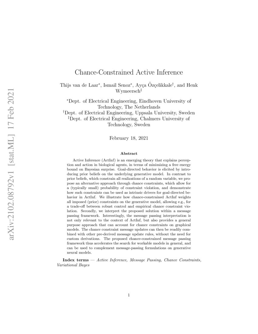 Chance-Constrained Active Inference | DeepAI