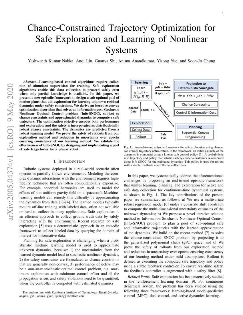 Chance-Constrained Trajectory Optimization for Safe Exploration and ...