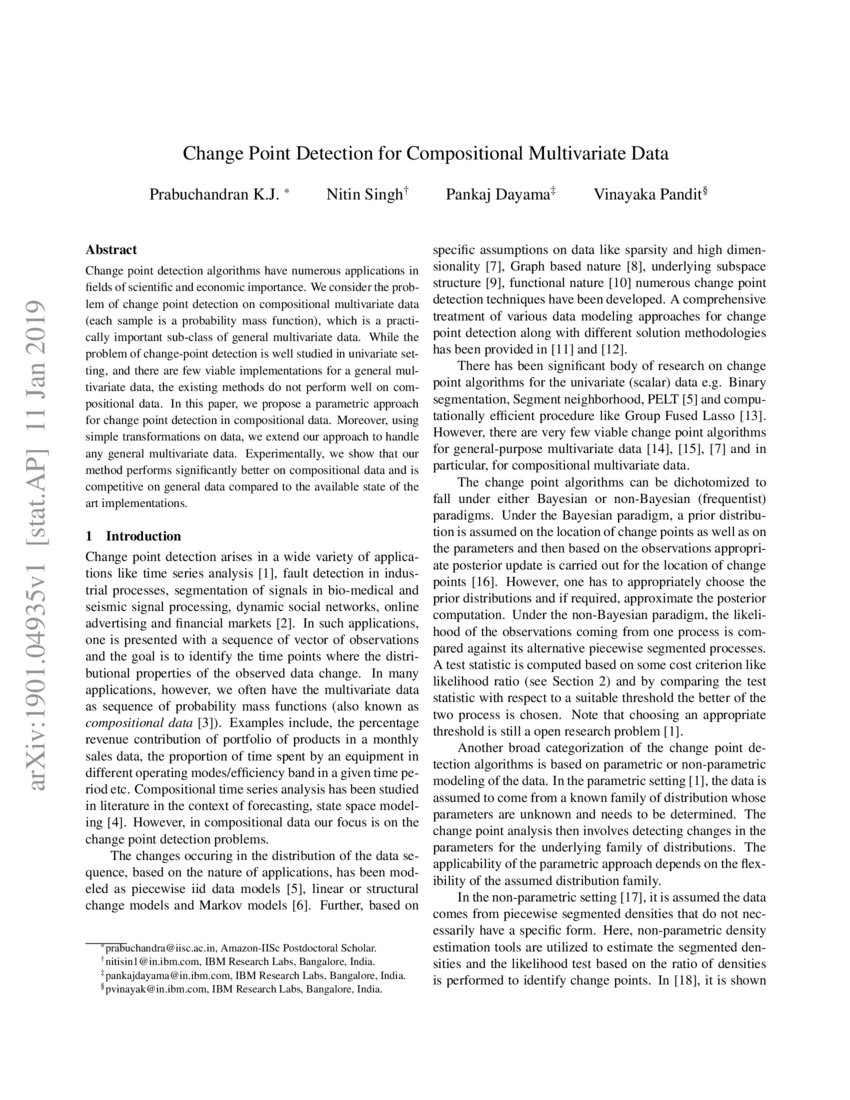 Change Point Detection for Compositional Multivariate Data | DeepAI
