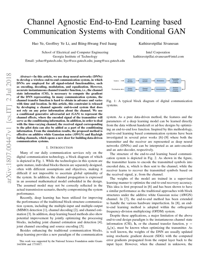 Channel Agnostic End-to-End Learning based Communication Systems with Conditional GAN | DeepAI