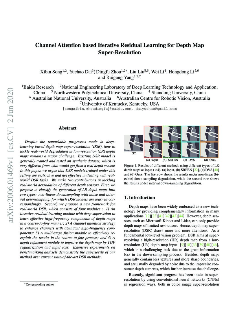Channel Attention based Iterative Residual Learning for Depth Map Super-Resolution | DeepAI