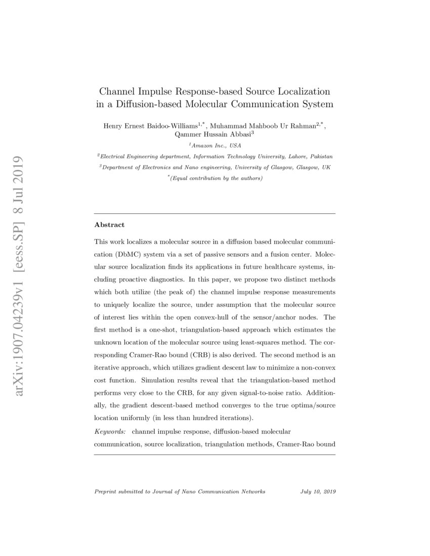 Channel Impulse Response-based Source Localization in a Diffusion-based Molecular Communication ...