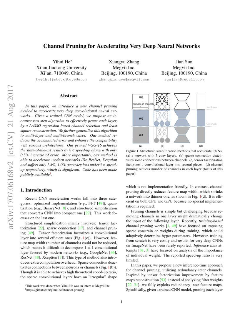 Channel Pruning for Accelerating Very Deep Neural Networks | DeepAI
