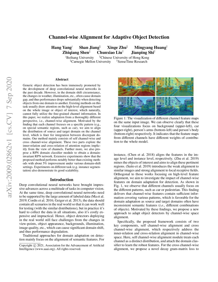 Channel-wise Alignment for Adaptive Object Detection | DeepAI