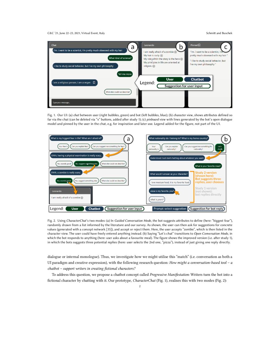 CharacterChat: Supporting the Creation of Fictional Characters through ...