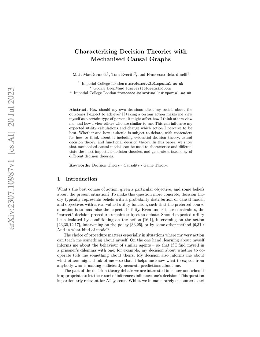 Characterising Decision Theories with Mechanised Causal Graphs | DeepAI