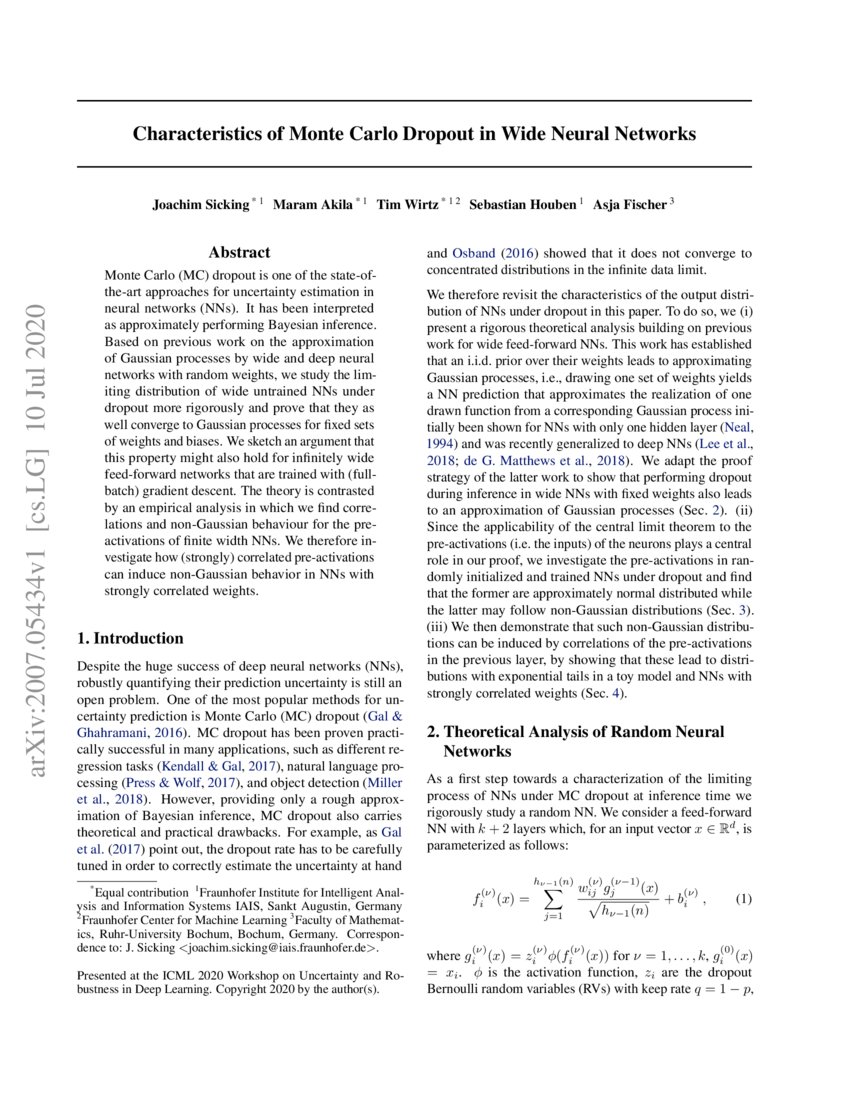 Characteristics of Monte Carlo Dropout in Wide Neural Networks | DeepAI