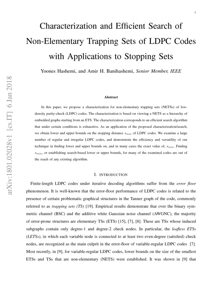 Characterization and Efficient Search of Non-Elementary Trapping Sets of LDPC Codes with ...