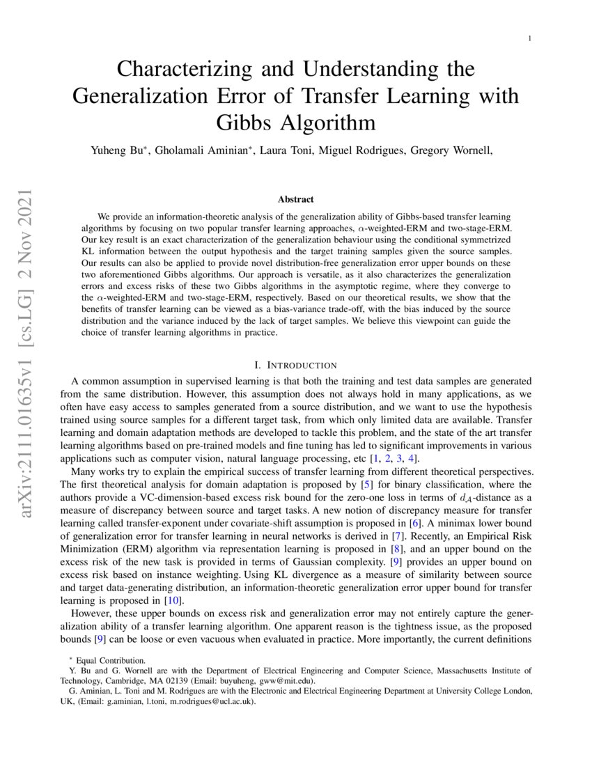 Characterizing and Understanding the Generalization Error of Transfer Learning with Gibbs ...