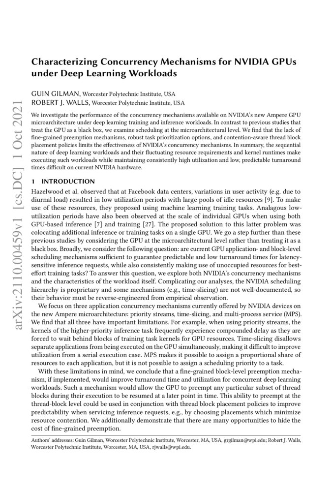Characterizing Concurrency Mechanisms for NVIDIA GPUs under Deep Learning Workloads | DeepAI