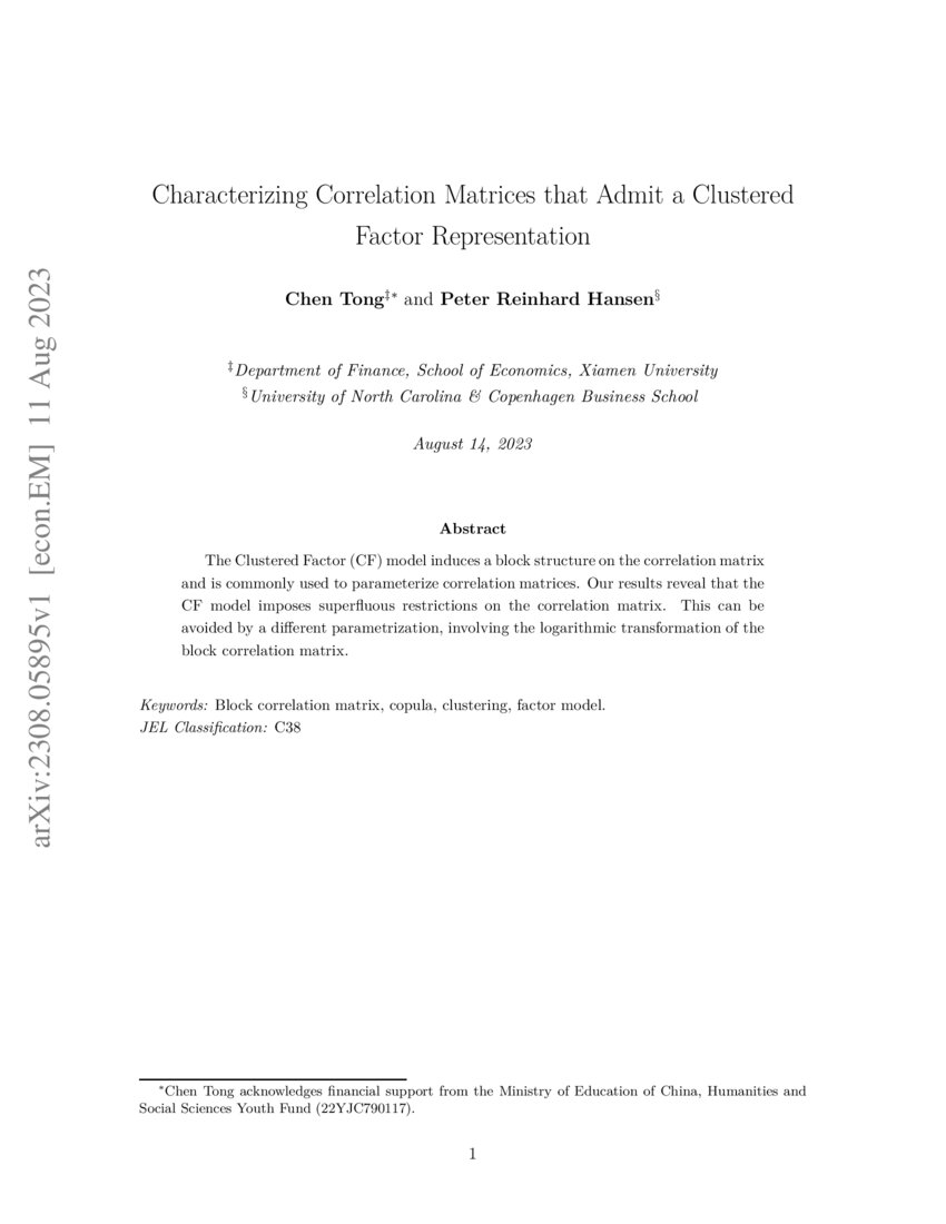 Characterizing Correlation Matrices that Admit a Clustered Factor Representation | DeepAI