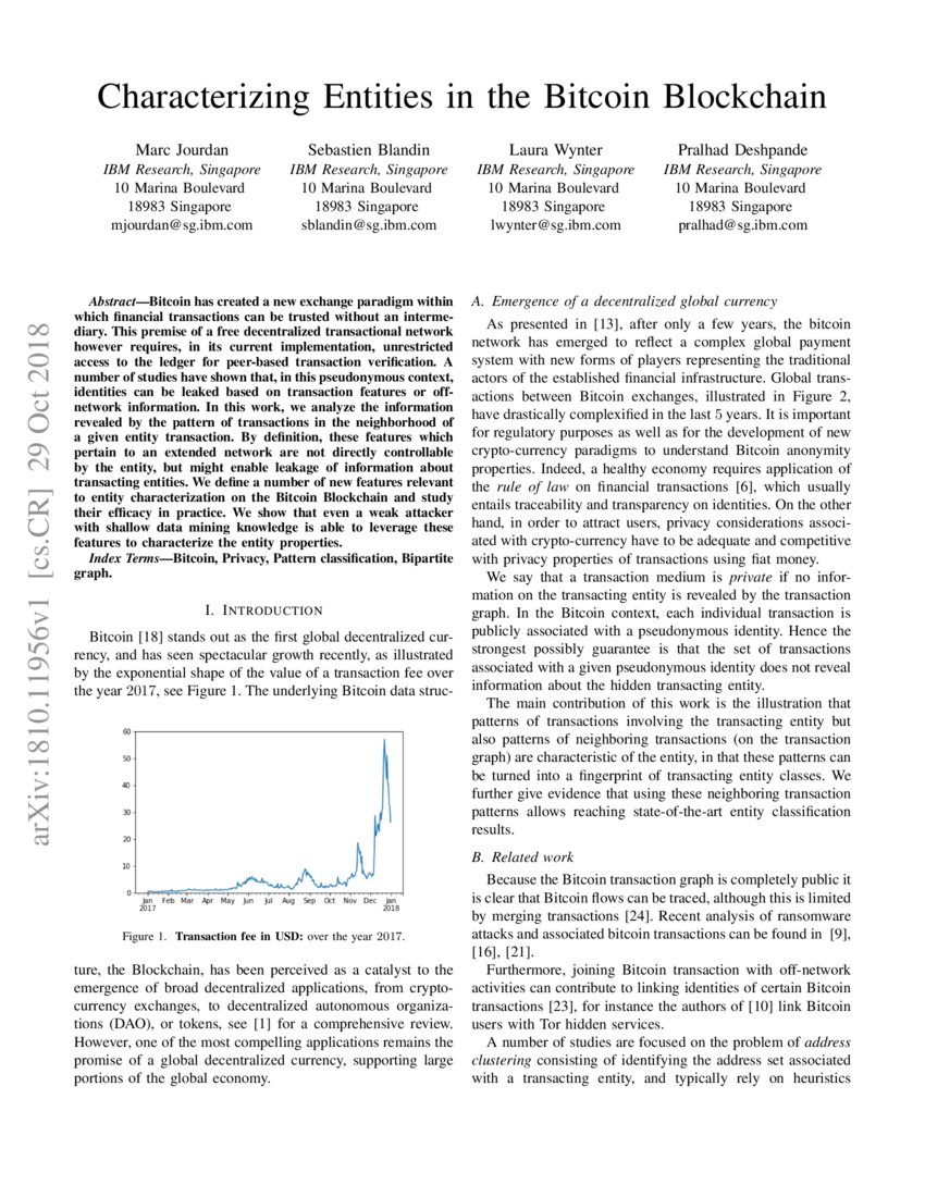 Characterizing Entities in the Bitcoin Blockchain | DeepAI