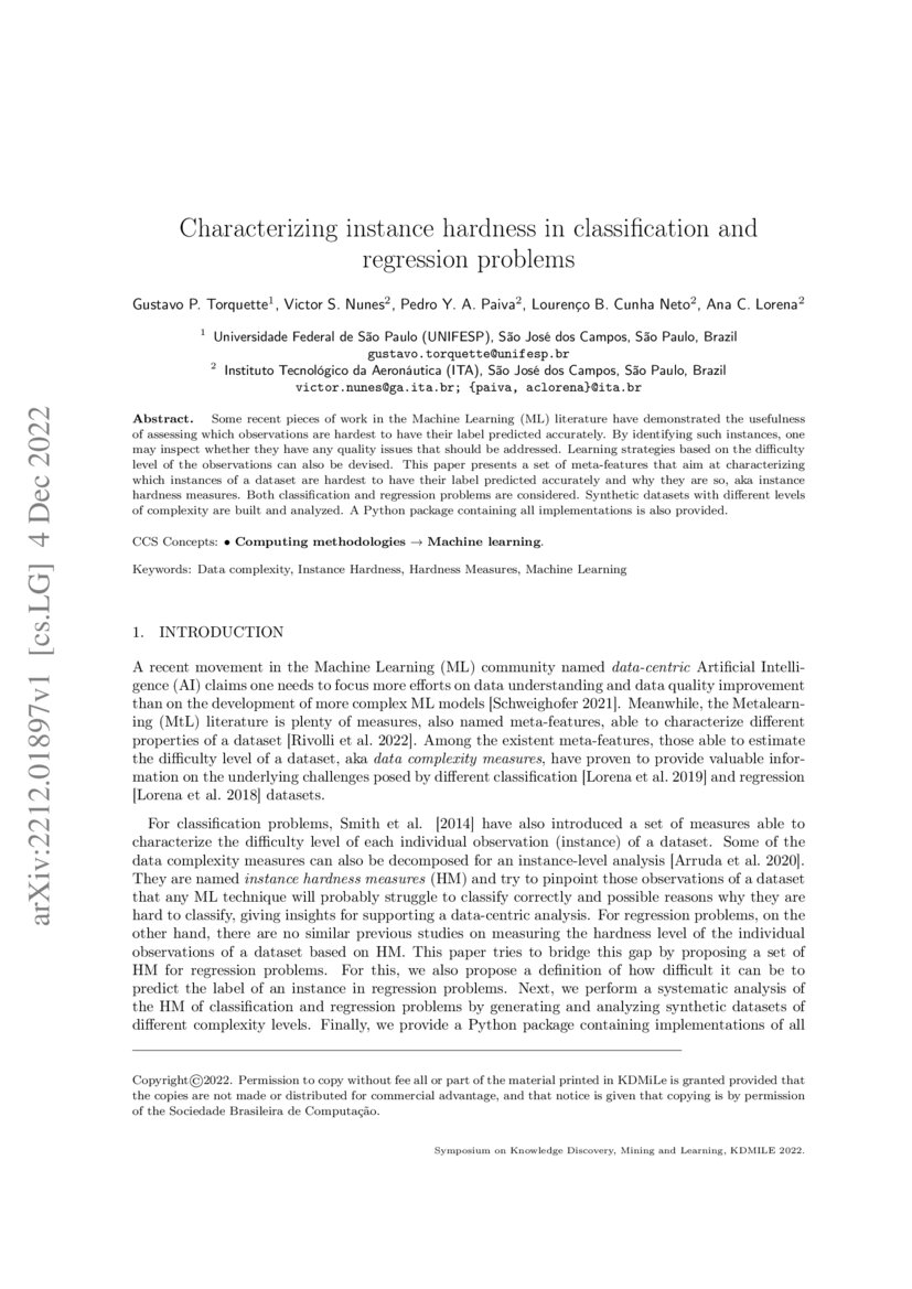 Characterizing Instance Hardness In Classification And Regression Problems Deepai 
