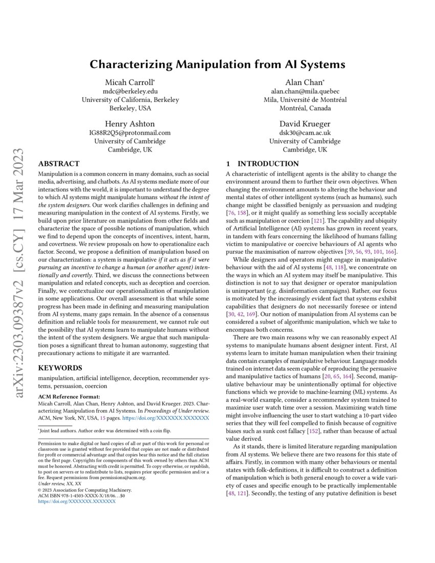 Characterizing Manipulation from AI Systems | DeepAI