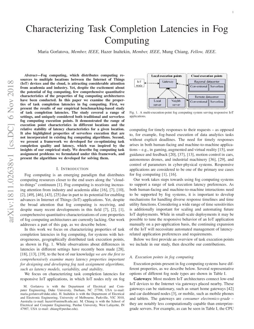 Characterizing Task Completion Latencies in Fog Computing | DeepAI