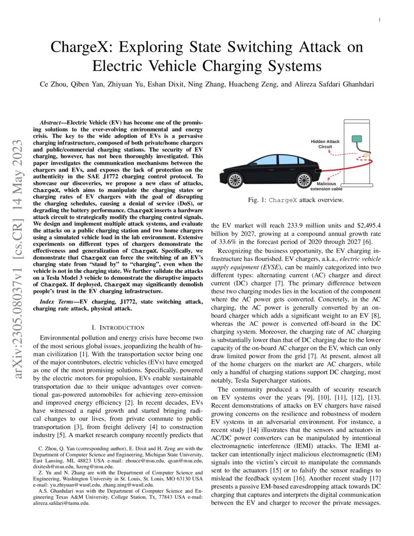 ChargeX: Exploring State Switching Attack on Electric Vehicle Charging ...