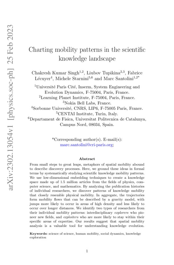 Charting mobility patterns in the scientific knowledge landscape | DeepAI