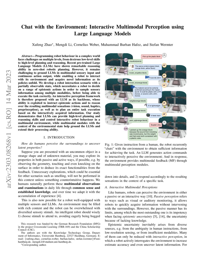Chat With The Environment Interactive Multimodal Perception Using Large Language Models Deepai