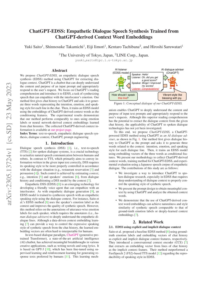 ChatGPT-EDSS: Empathetic Dialogue Speech Synthesis Trained from ChatGPT-derived Context Word ...