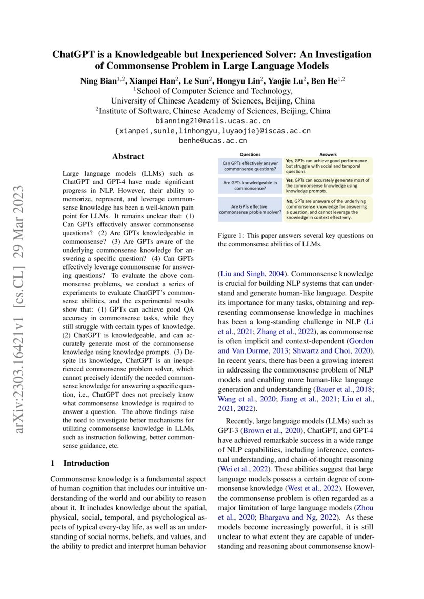 ChatGPT is a Knowledgeable but Inexperienced Solver: An Investigation of Commonsense Problem in ...