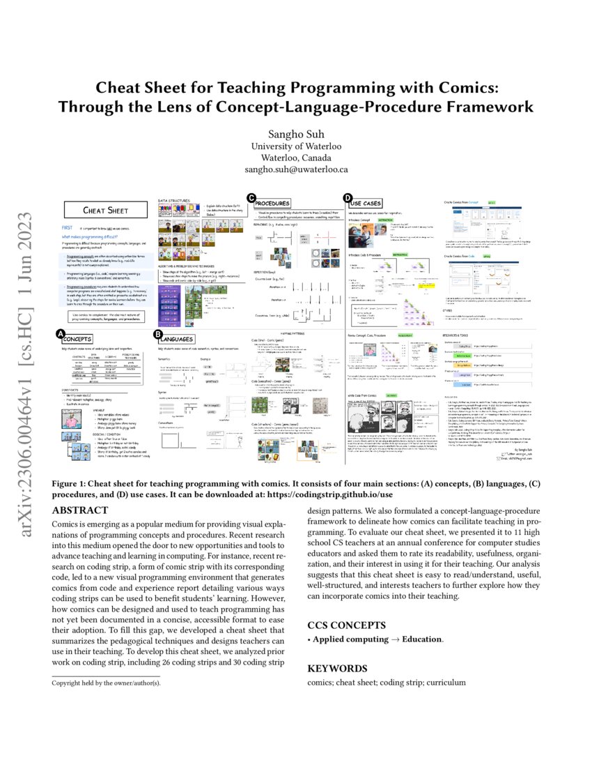 Cheat Sheet For Teaching Programming With Comics Through The Lens Of Concept Language Procedure