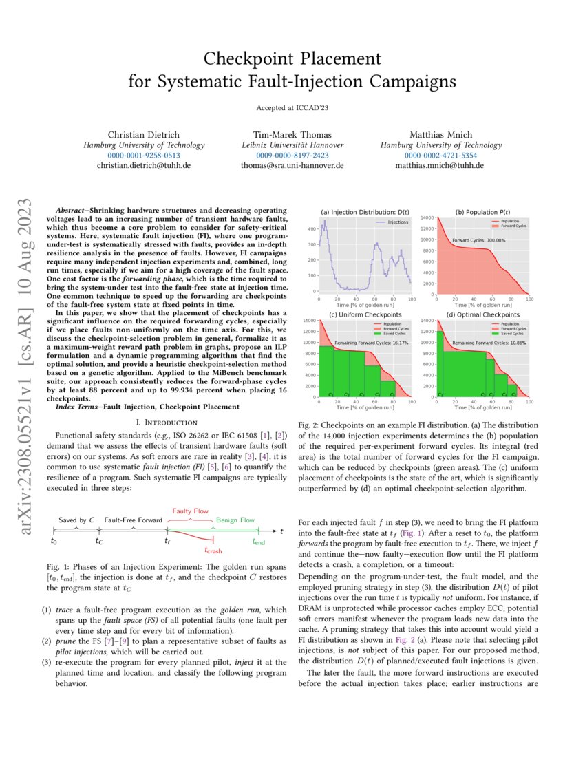 Checkpoint Placement for Systematic Fault-Injection Campaigns | DeepAI