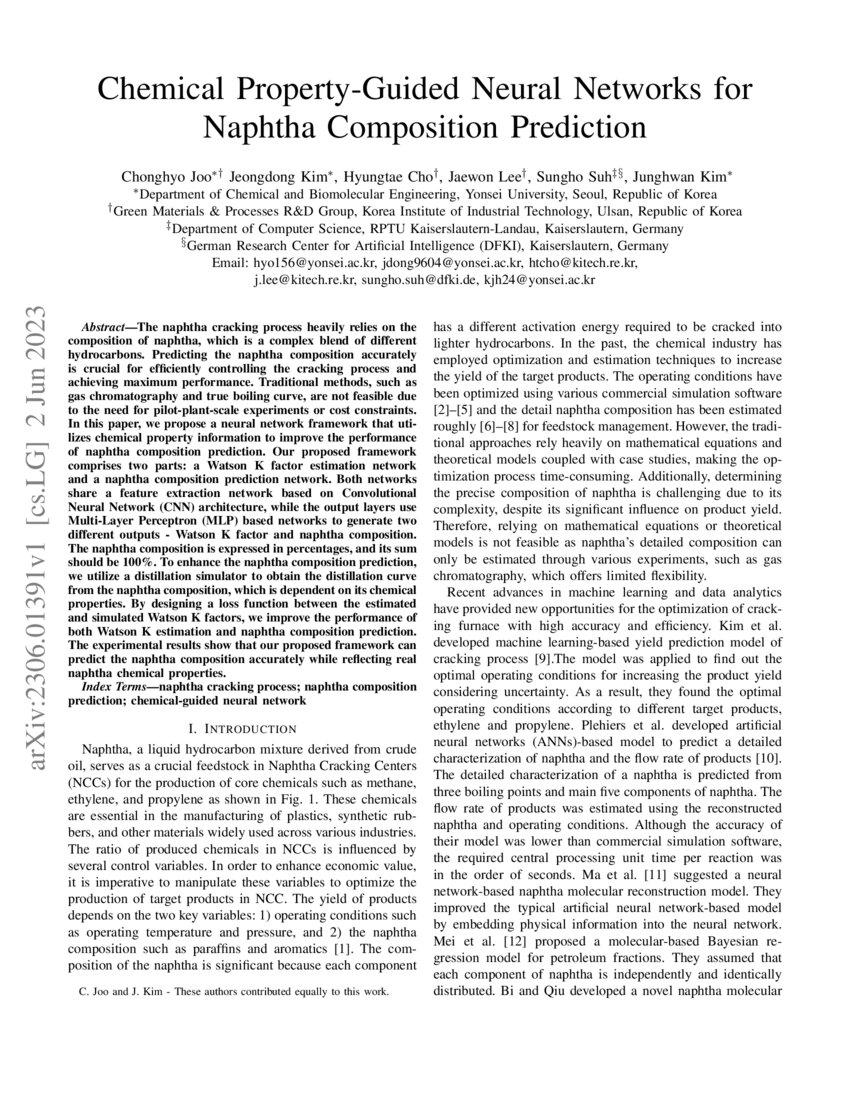 Chemical Property-Guided Neural Networks for Naphtha Composition Prediction | DeepAI