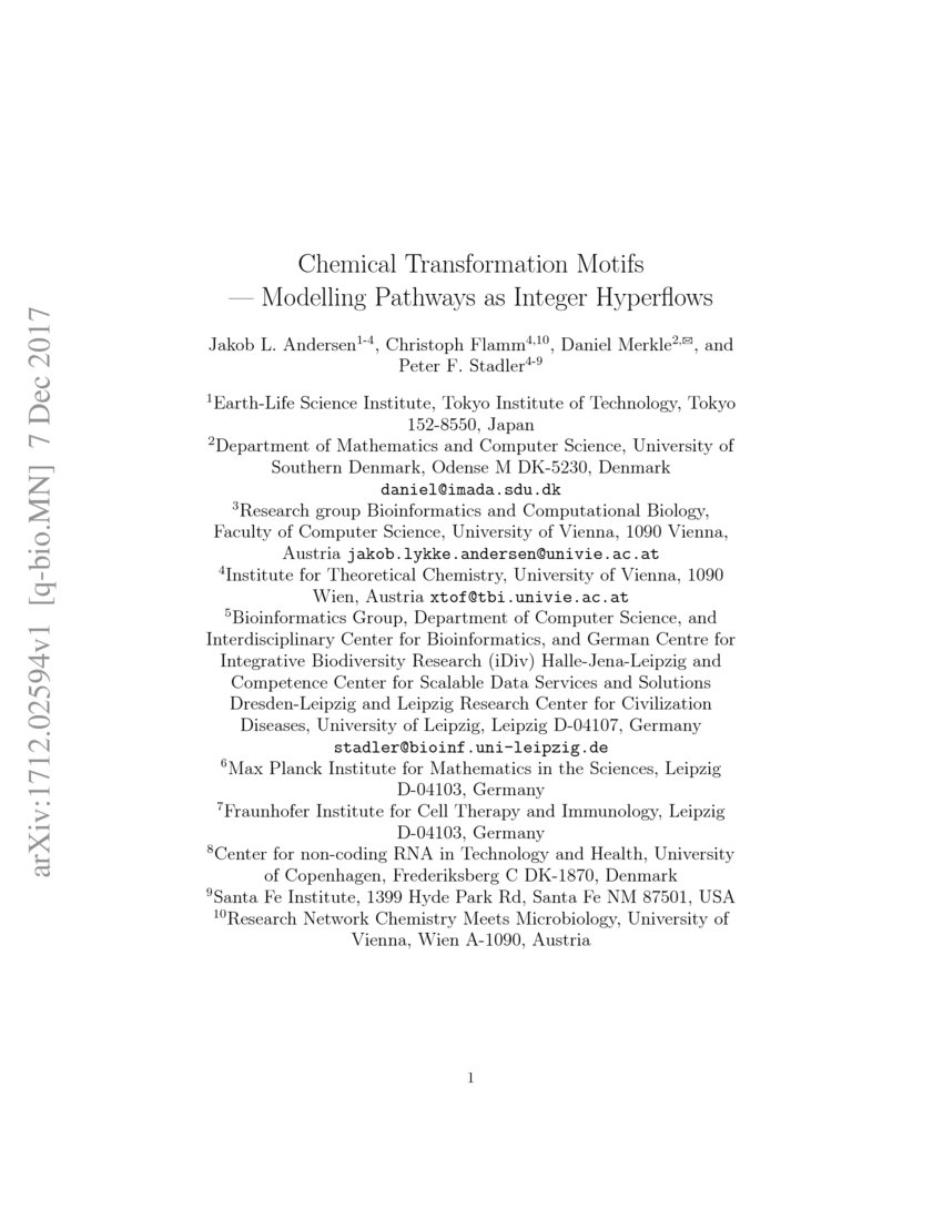 Chemical Transformation Motifs - Modelling Pathways as Integer Hyperflows | DeepAI