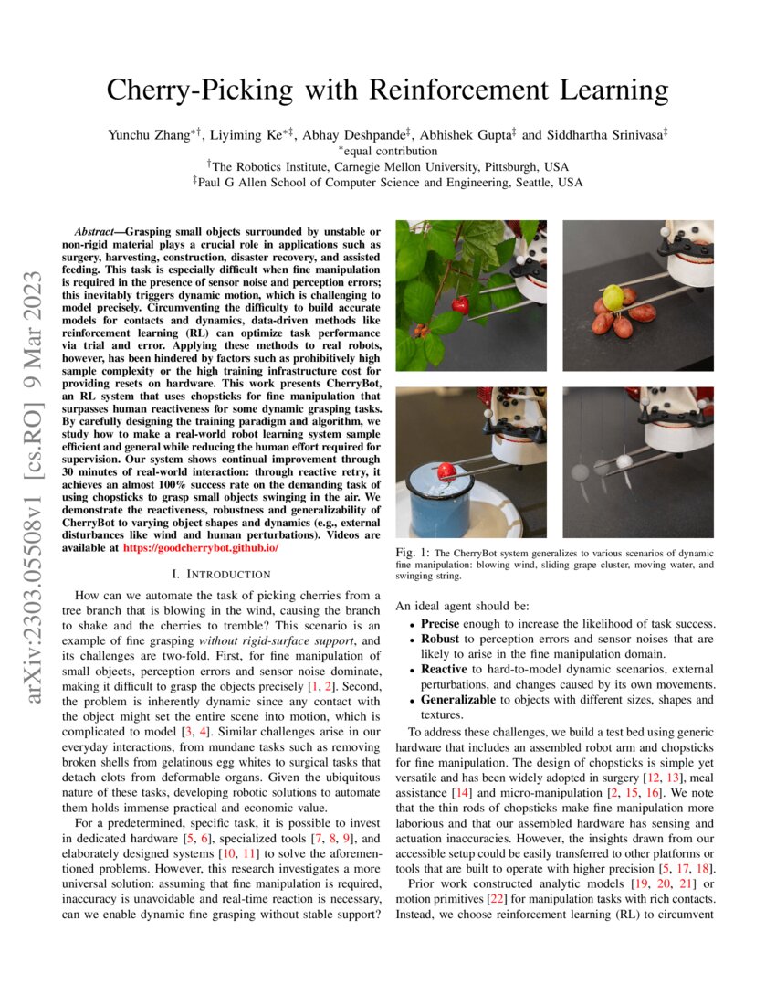 Cherry Picking With Reinforcement Learning Deepai