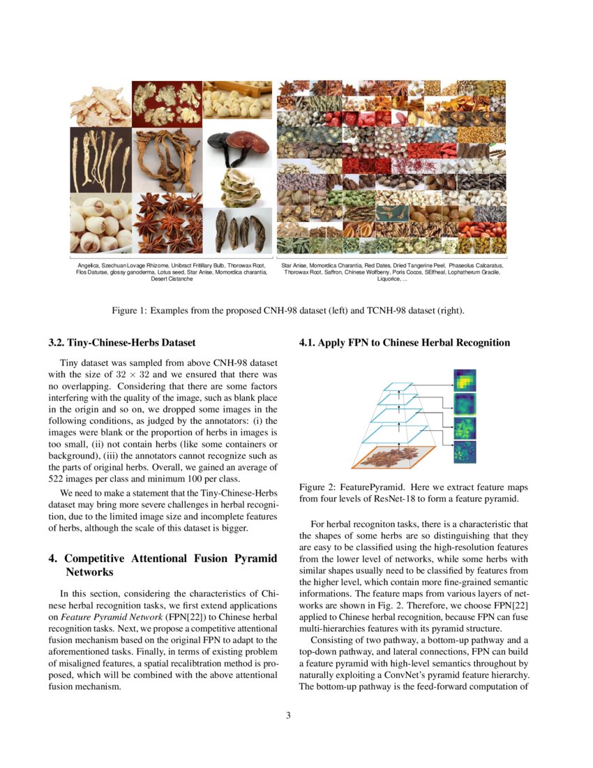 Chinese Herbal Recognition based on Competitive Attentional Fusion of Multi-hierarchies Pyramid ...