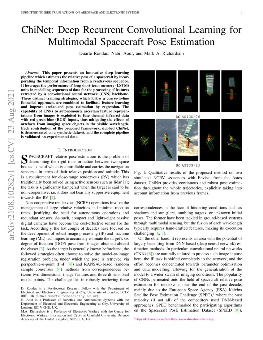 ChiNet: Deep Recurrent Convolutional Learning for Multimodal Spacecraft Pose Estimation | DeepAI