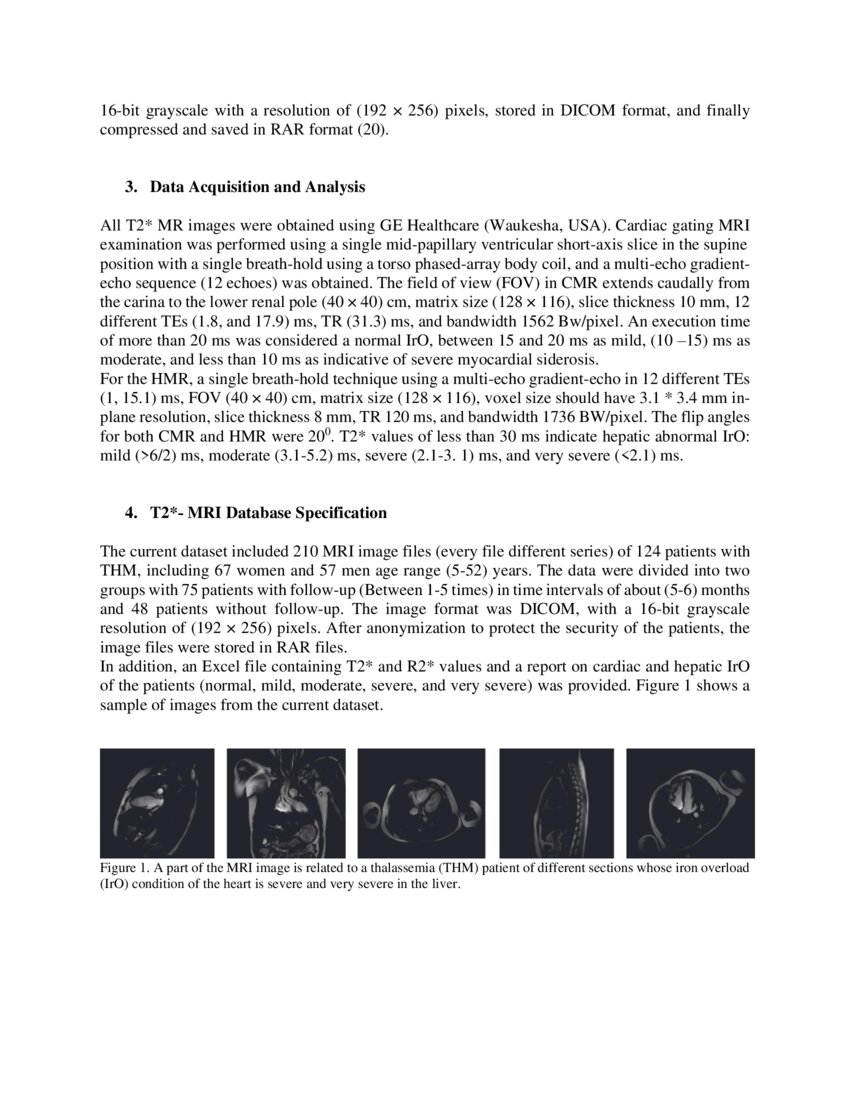 CHMMOTv1 – Cardiac and Hepatic Multi-Echo (T2*) MRI Images and Clinical ...