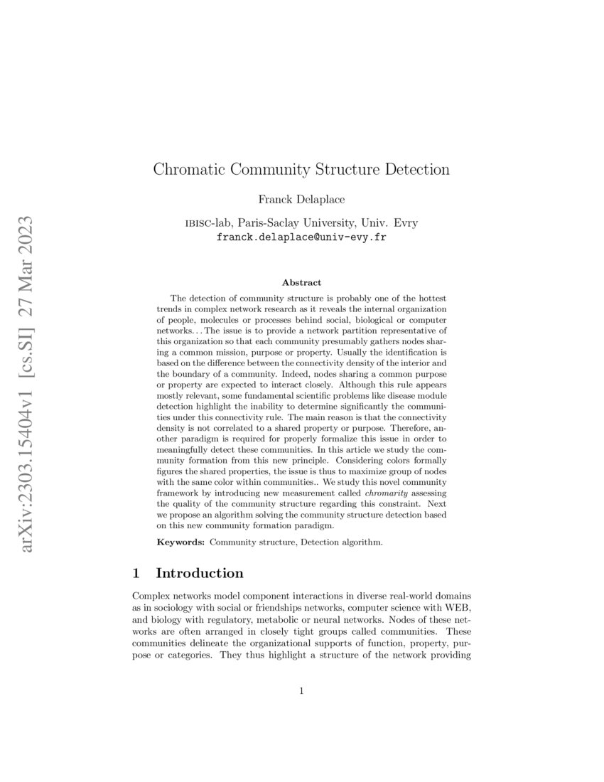 Chromatic Community Structure Detection Deepai