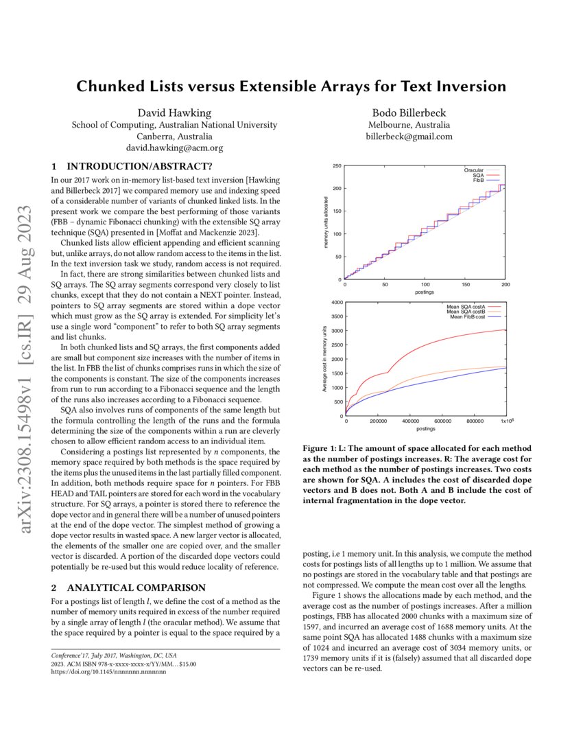 Chunked Lists versus Extensible Arrays for Text Inversion | DeepAI